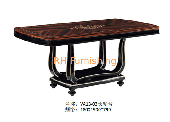 French Luxury Furniture Dining room Tables in glossy painting Ebony wood with Leather Upholstered Chairs and Buffet supplier