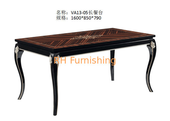 New classic Luxury room Furniture Dining Tables in glossy painting Ebony wood with Fabric Upholstered Chairs and Buffet supplier