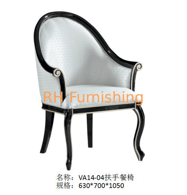 New classic Luxury room Furniture Dining Tables in glossy painting Ebony wood with Fabric Upholstered Chairs and Buffet supplier