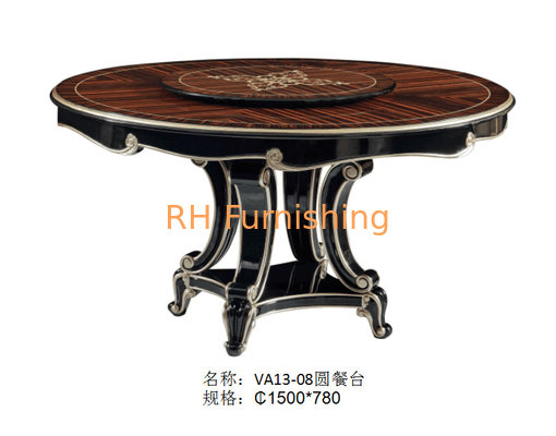 New classic Luxury Furniture Round Dining Tables and Wine Cabinet in glossy painting with Leather Upholstered Chairs supplier