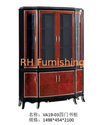 Luxury Home office Furniture set Ebony wood Bookcase cabients and Reading desk in glossy painting with Writing chairs supplier