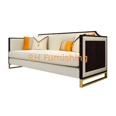 Lobby Furniture solid wood sofa with Cotton linen Upholstered Sofa in 2+3 seat of Villa furniture supplier
