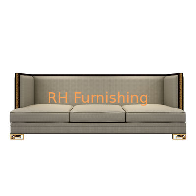 Light luxury Sofa set in Fashion hotel lobby used Stainless steel and Linen fabric upholstered seating furniture supplier