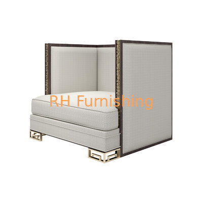 Light luxury Sofa set in Fashion hotel lobby used Stainless steel and Linen fabric upholstered seating furniture supplier