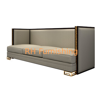 Light luxury Sofa set in Fashion hotel lobby used Stainless steel and Linen fabric upholstered seating furniture supplier