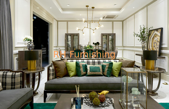 Villa house Lobby furniture of 1+2+3 seat Sofa in fabric Upholstered seating sofa furinture supplier