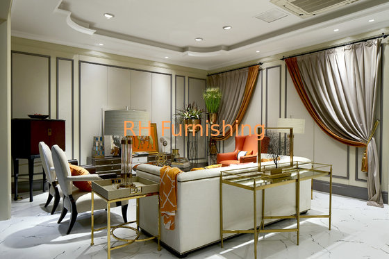 Light luxury furniture design of Hotel lobby sofa used Glossy painting wood legs with high density sponge Upholstered supplier