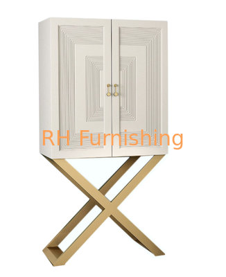 ZG-8903 White painting wood cabinets used Stainless steel legs for Dining room storage furniture supplier