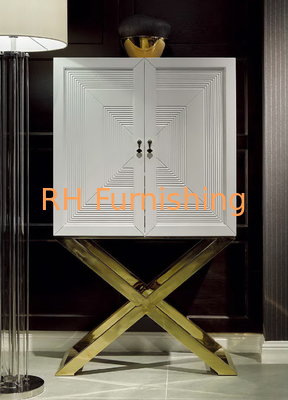 ZG-8903 White painting wood cabinets used Stainless steel legs for Dining room storage furniture supplier