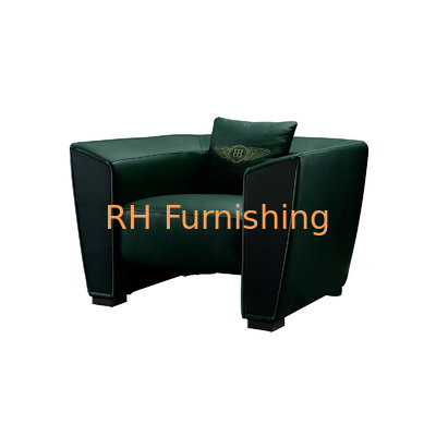 Lobby reception single sofas in Blue leather used high density foam for Living aera furniture supplier
