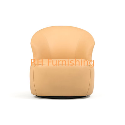 Modern American leisure single sofa for Salon club room used by leather sponge and Walnut wood curved back supplier
