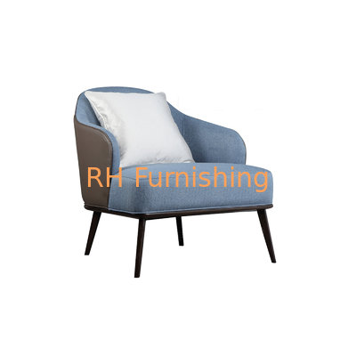 Customzied hotel furniture Walnut wood leisure sofas mixed Fabric with Leather upholstered cushion supplier