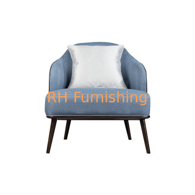 Customzied hotel furniture Walnut wood leisure sofas mixed Fabric with Leather upholstered cushion supplier