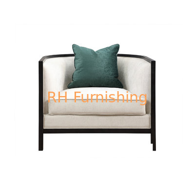 European leisure sofa chairs for Hotel lobby seating furniture made by Cherry wood and Grey fabric cushion supplier