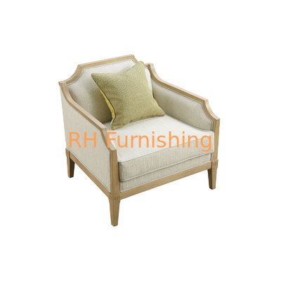 Customized project furniture for Hotel and Villa room used Oak wood seating fabric sofa chairs supplier