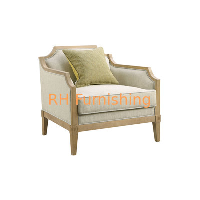 Customized project furniture for Hotel and Villa room used Oak wood seating fabric sofa chairs supplier