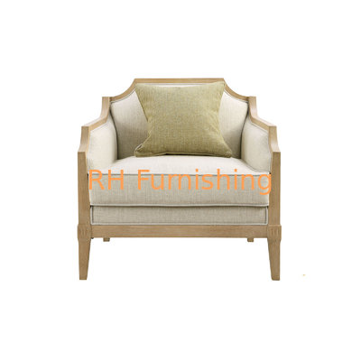 Customized project furniture for Hotel and Villa room used Oak wood seating fabric sofa chairs supplier