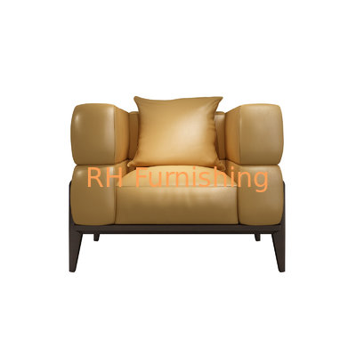 Nordic style of Hotel hall furniture Luxury single sofas in Walnut wood legs with Leather cloth made by Chinese factory supplier
