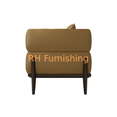 Nordic style of Hotel hall furniture Luxury single sofas in Walnut wood legs with Leather cloth made by Chinese factory supplier