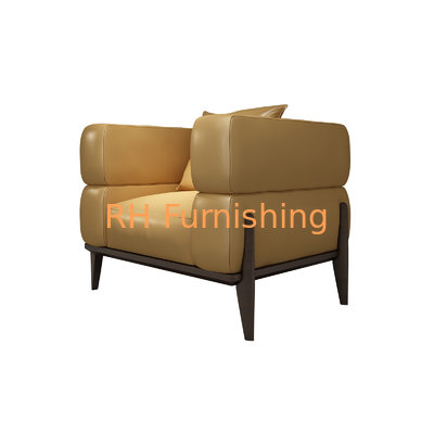 Nordic style of Hotel hall furniture Luxury single sofas in Walnut wood legs with Leather cloth made by Chinese factory supplier