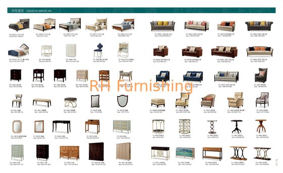 Light luxury bedroom furniture set of Leather headboard bed with Stainlesss steel bench stool supplier