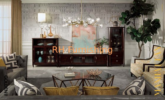 Light luxury furniture of living room Solid wood TV stand Wall cabinet unit set with Coffee table supplier