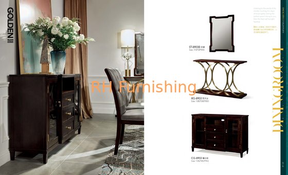 Light luxury wood furniture of dining room set by Long table with Upholstered dining chairs supplier