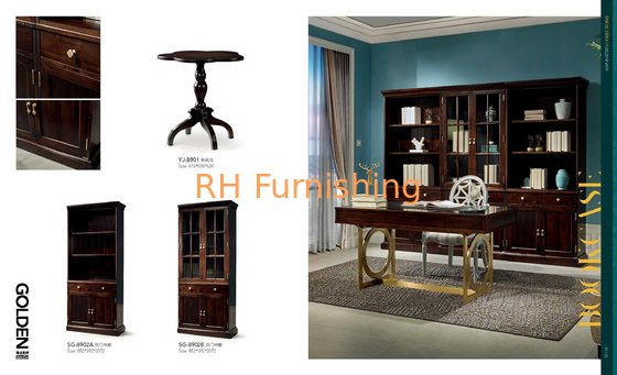 Leisure American style Study room furniture of Bookcase set with Cabinets and Office desk table supplier