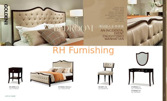 Leisure American style Bedroom furniture set of Leather Headboard bed with Solid wood dresser tables supplier