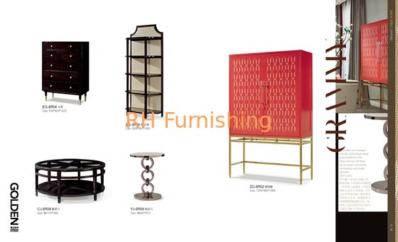 Luxury house furniture of Living room set Tall cabinets in Stainless steel legs with Wood casa supplier