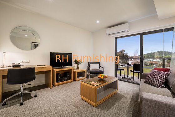 Hotel bedroom furniture of Wood bed with nightstand and Living room furniture TV cabinet tables supplier