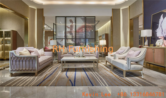 Light luxury living room sofa set furniture design by hand work Stainless steel frame with high end upholstery chairs supplier