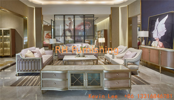 Light luxury living room sofa set furniture design by hand work Stainless steel frame with high end upholstery chairs supplier