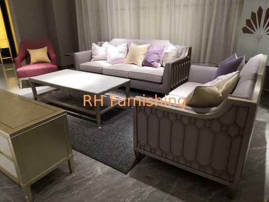 Light luxury living room sofa set furniture design by hand work Stainless steel frame with high end upholstery chairs supplier