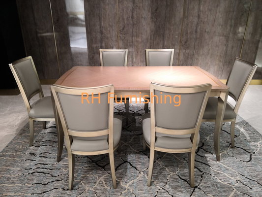 Light luxury dining room table and chairs set with Buffet cabinets in maple wood for Villa house interior design fixture supplier