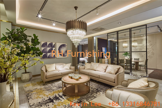 Luxury sofa set American style in modern luxury living room 1+2+3 sofa for Villa house upholstered seating furniture set supplier