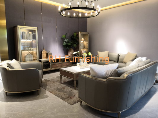 Luxury fabric sofa set by high density sponge with fabric upholstered for Villa house living room furniture and TV table supplier