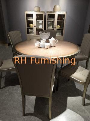 Villa house furniture by Nice wood dining table 6 people Leather chairs in Light luxury design interior house furniture supplier
