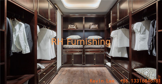 Customized built-in furniture wardrobe closet by wood cabinets with Jewellry counter for Luxury house whole furniture supplier