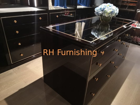 Customized built-in furniture wardrobe closet by wood cabinets with Jewellry counter for Luxury house whole furniture supplier