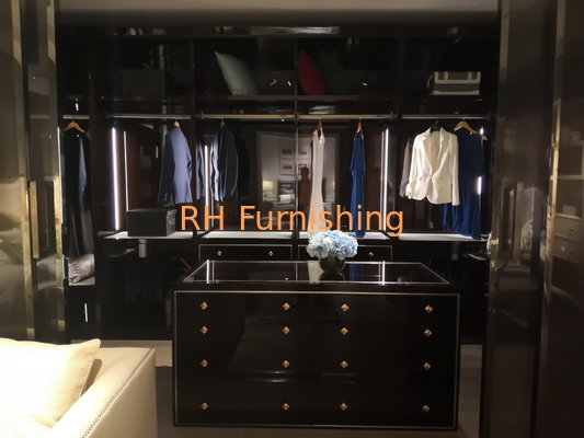 Customized built-in furniture wardrobe closet by wood cabinets with Jewellry counter for Luxury house whole furniture supplier