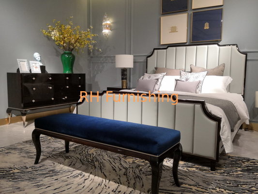 New classic luxury bedroom furniture set used in High end glossy painting wood bed with Storage chest of drawers cabinet supplier