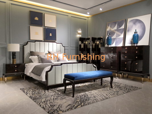 New classic luxury bedroom furniture set used in High end glossy painting wood bed with Storage chest of drawers cabinet supplier