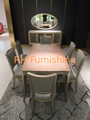 Light luxury dining room furniture Nice wood table with Leather dining chairs for Villa home interior design furniture supplier