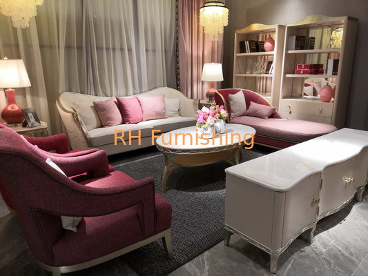 New Classic villa house living room furniture of Wood structure sofa set with Armchair and coffee table TV stand cabinet supplier