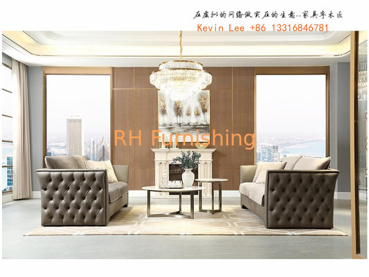 Elegance American style furniture in Light luxury design for Villa house living room leather sofa factory directly sale supplier