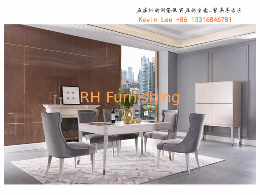 New American style Dining room furniture long table with six chairs and Buffet cabinets from China furniture supplier supplier