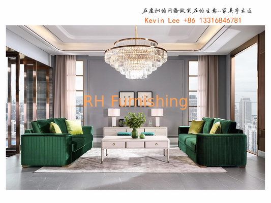 American style Sofa set furniture by fabric upholstered light luxury sofa with Sofa tables and foot ottoman for Villa supplier