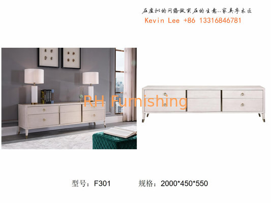 American style Living room furniture Floor stand for TV table in light luxury Stainless steel metal with Coffee table supplier
