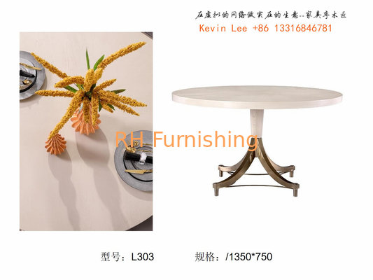 American style Dining table and Chairs in Circle used Stainless steel legs with White wood table for Dining or Hotel use supplier